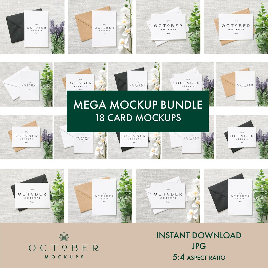 Mega Mockup Bundle | Card Mockup Bundle | White Card Mockup | Postcard ...