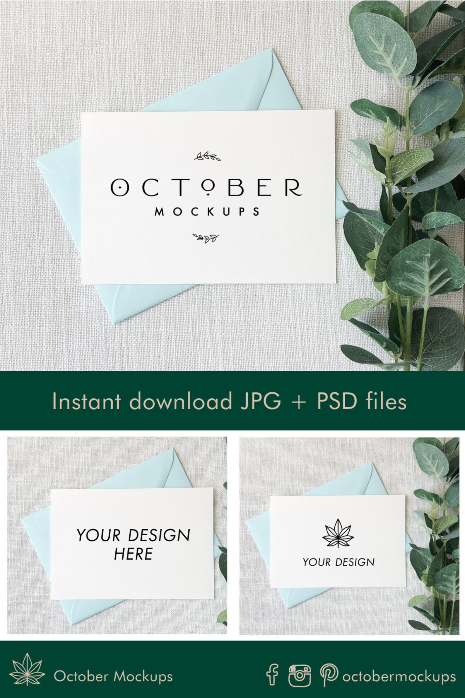 Horizontal Card and Envelope Mockup PSD and JPG Mockup - Etsy