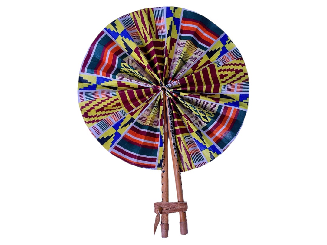 Handcrafted African Ankara Foldable Fan With Leather Handles Portable ...