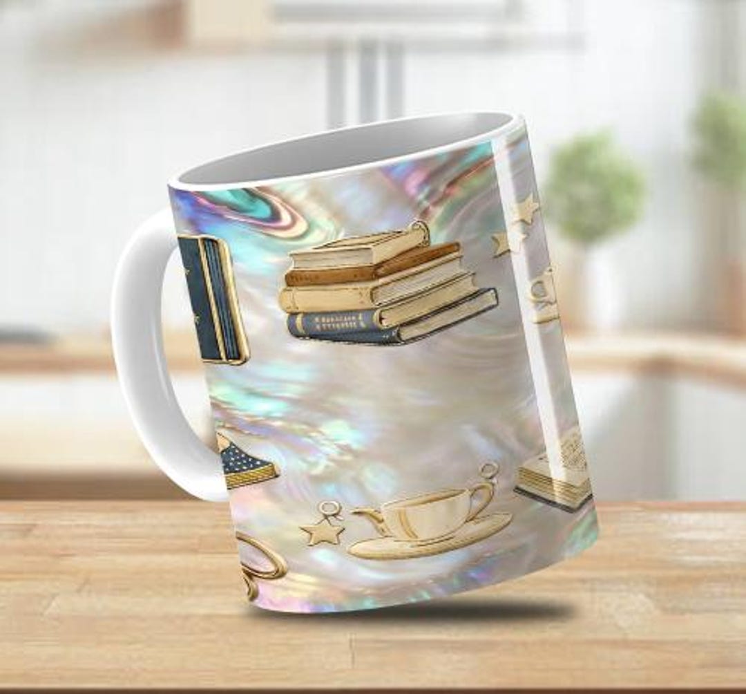 Books and Tea Ceramic Mug , Stars and Books , Literary Gift for Book ...