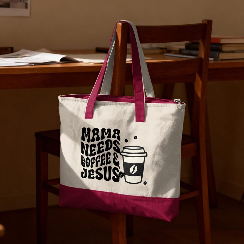 Mama Needs Coffee Jesus Tote Bag, Funny Mom Tote Bag, Coffee Lover Tote ...