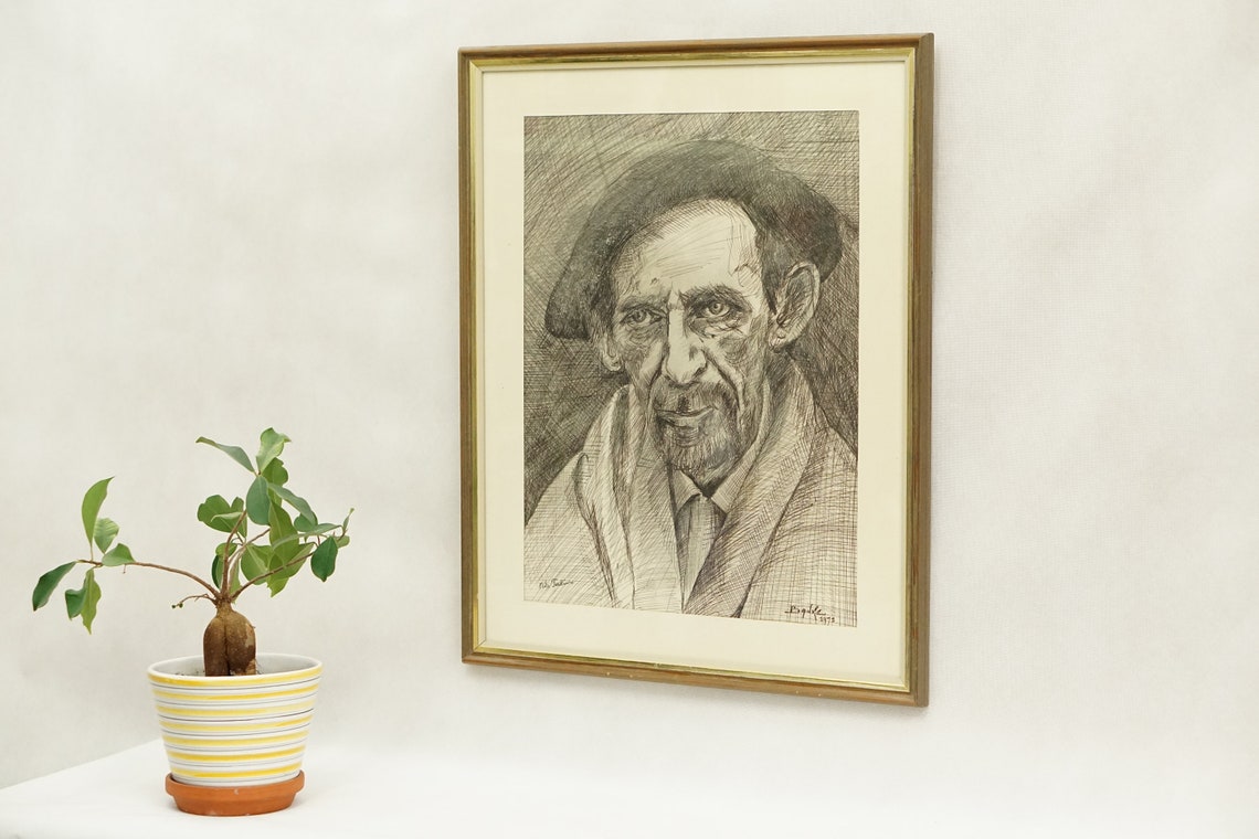 62X52 NILS FERLIN PORTRAIT Pencil Drawing By Banke 71 Etsy