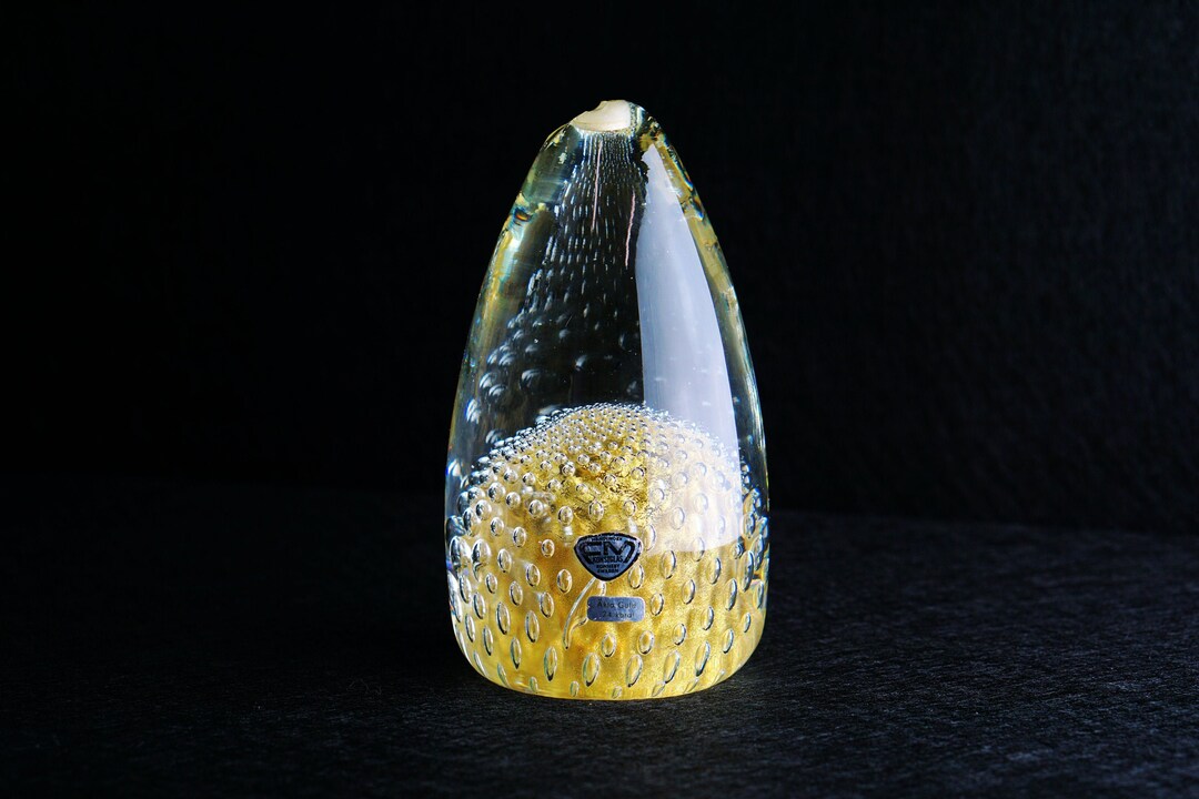 Art Glass 24k PURE GOLD Murano Style Hand Blown Egg Paperweight Fm ...