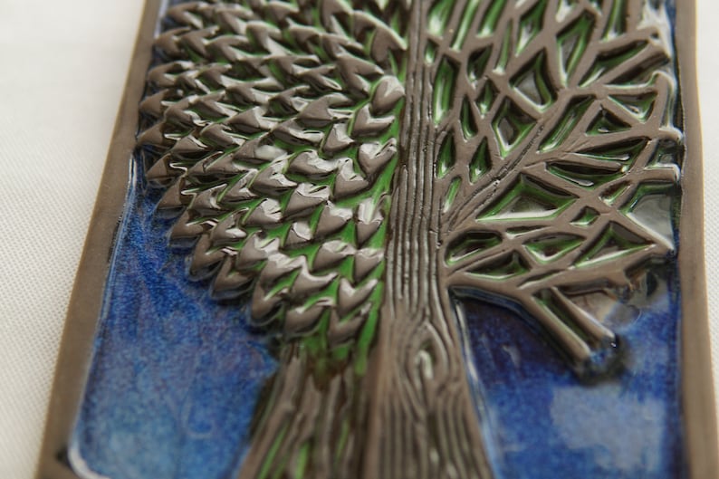 Vintage Ceramic Wall Tile With Tree Motif by JIE VERKSTAD - Etsy