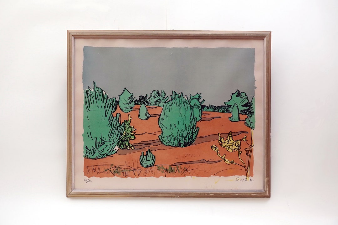 Olaf Rude Signed Lithograph: Mid-century Scandinavian Landscape Art ...