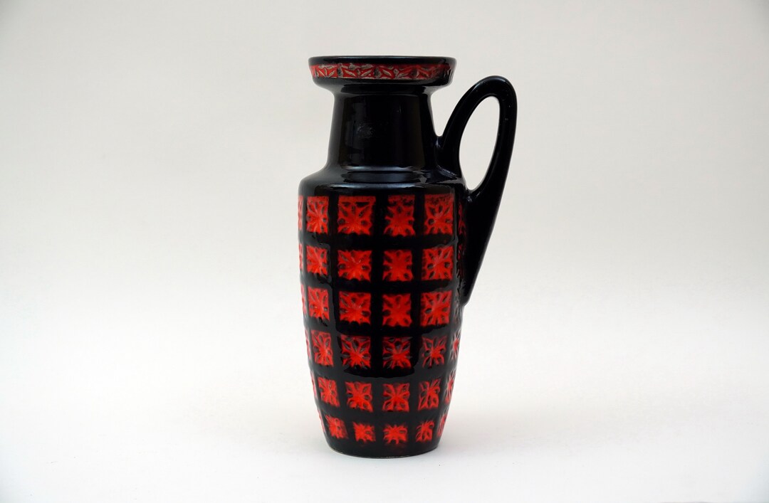26 X 14 Vintage 60s CERAMIC FLOVER VASE Jug Pitcher Handmade 60s 70s ...