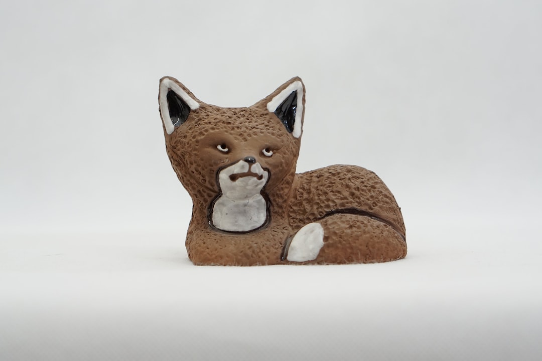Mid Century Vintage CERAMIC FOX FIGURINE Pottery Foxie 50s 60s 70s 80s ...