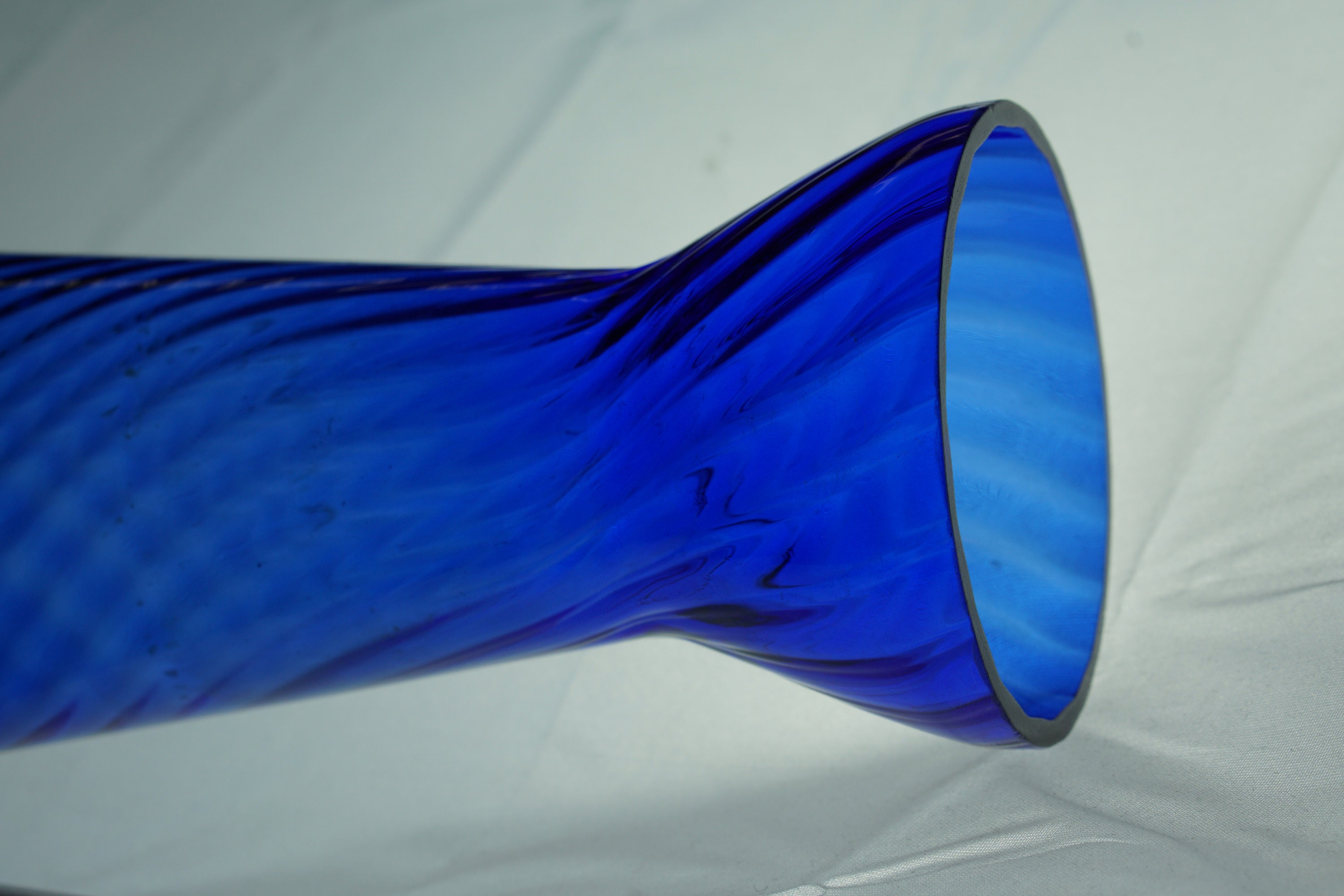 Mid Century Modern BLUE GLASS VASE Flower Stand Bohemian Mid Century Modern BLUE GLASS VASE Flower Stand Bohemian