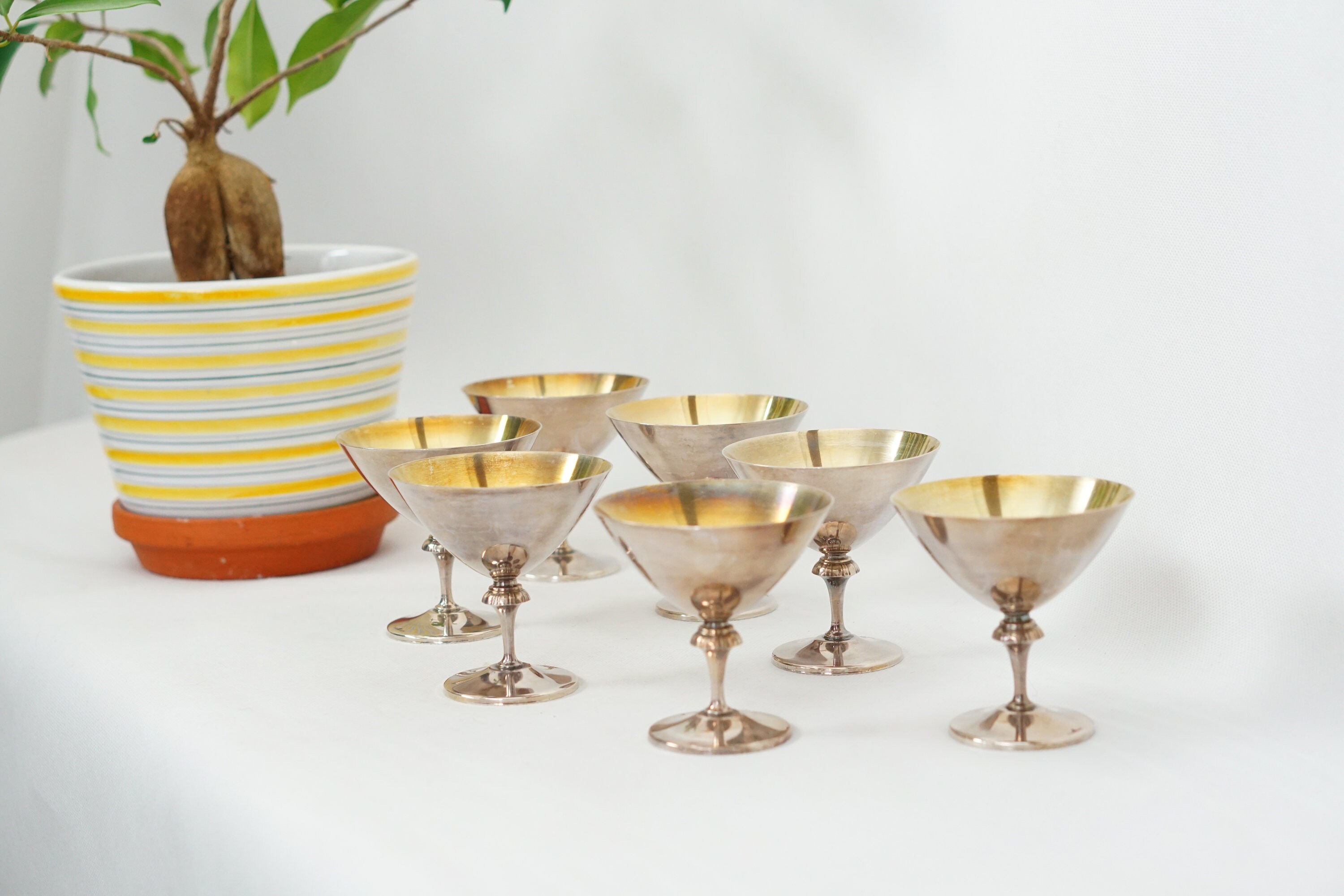 Antique Set of 7 NICKEL ALPACCA SILVER Plated Cups Calyx - Etsy