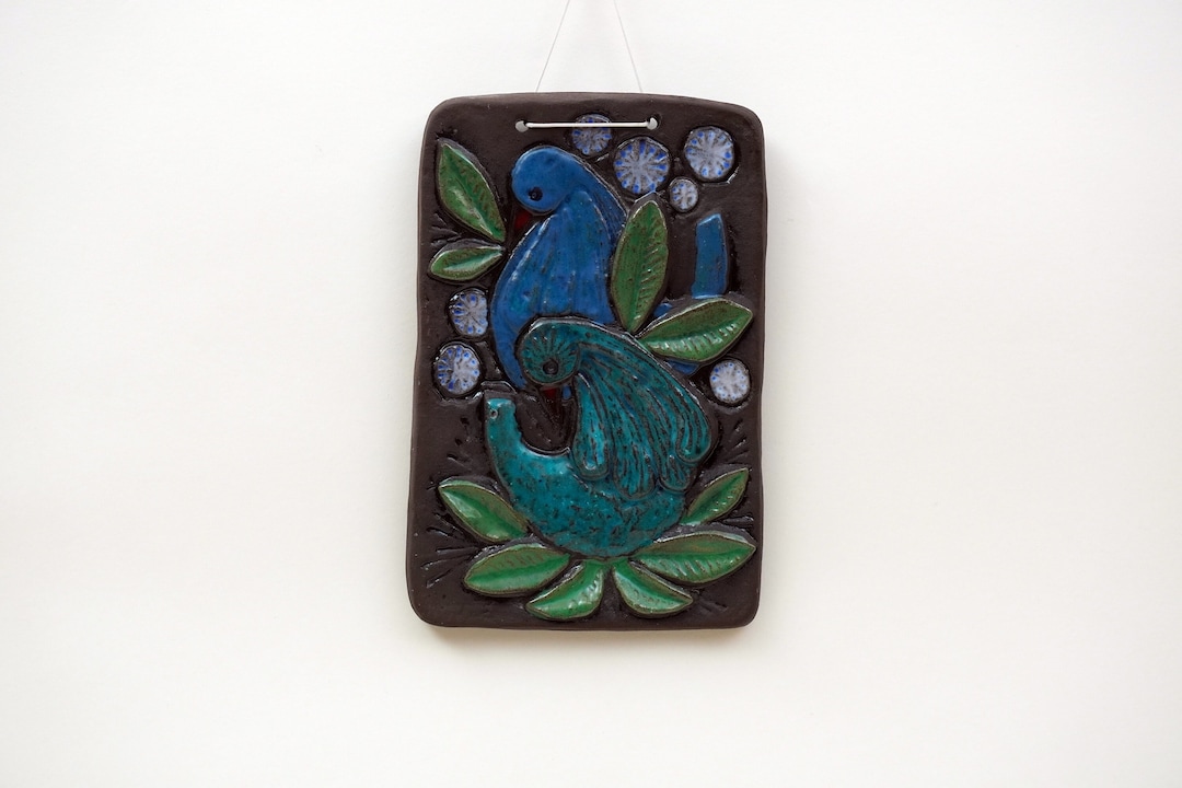 Vintage 70s Ninnie Forsgren Signed Ceramic Bird Tile - Scandinavian ...
