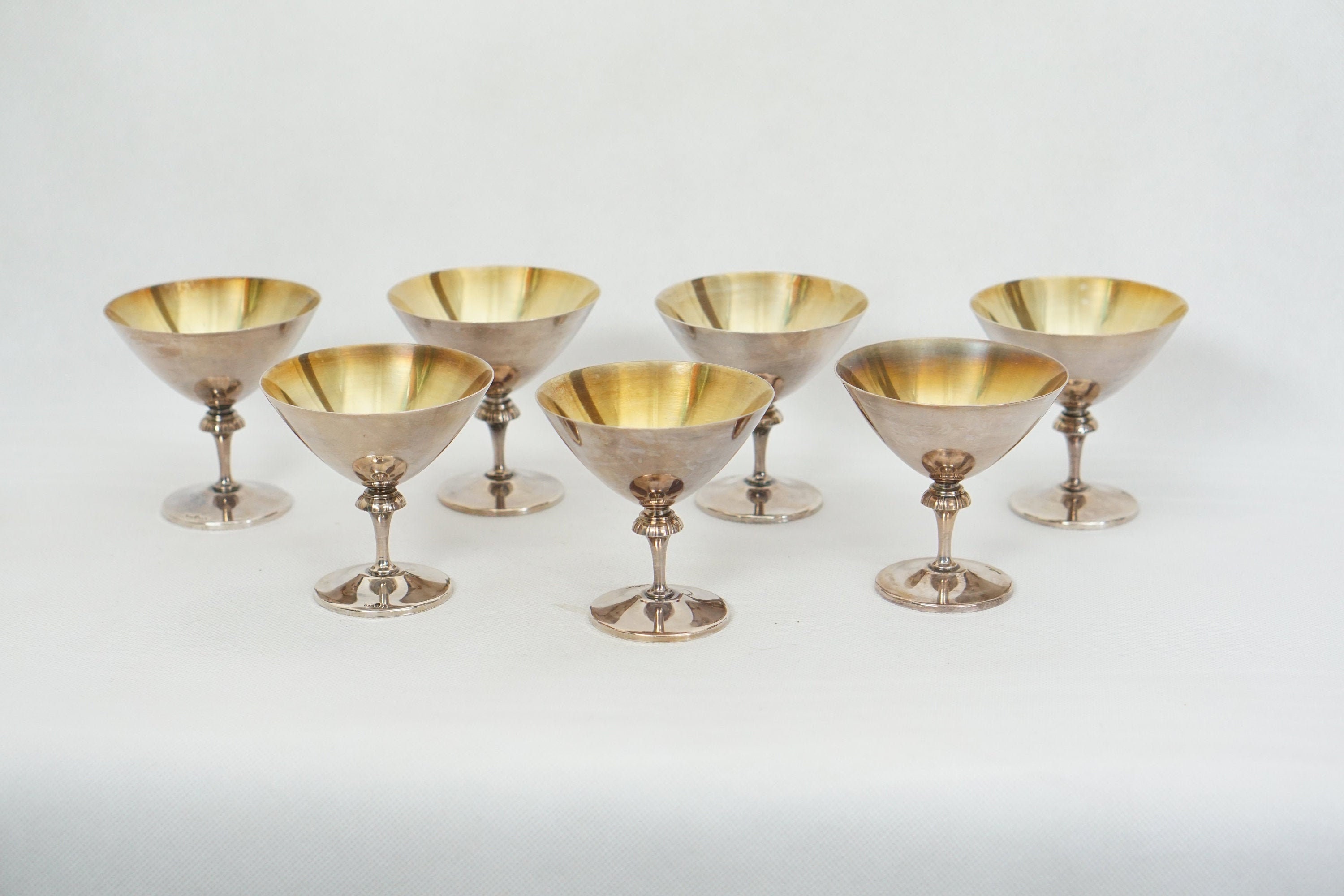 Antique Set of 7 NICKEL ALPACCA SILVER Plated Cups Calyx - Etsy