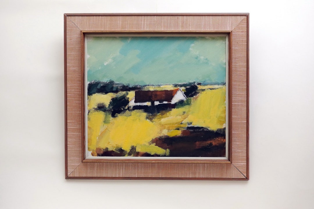 58 X 63 Vintage 80s Landscape Oil on Canvas Painting 70s 80s Home Décor ...