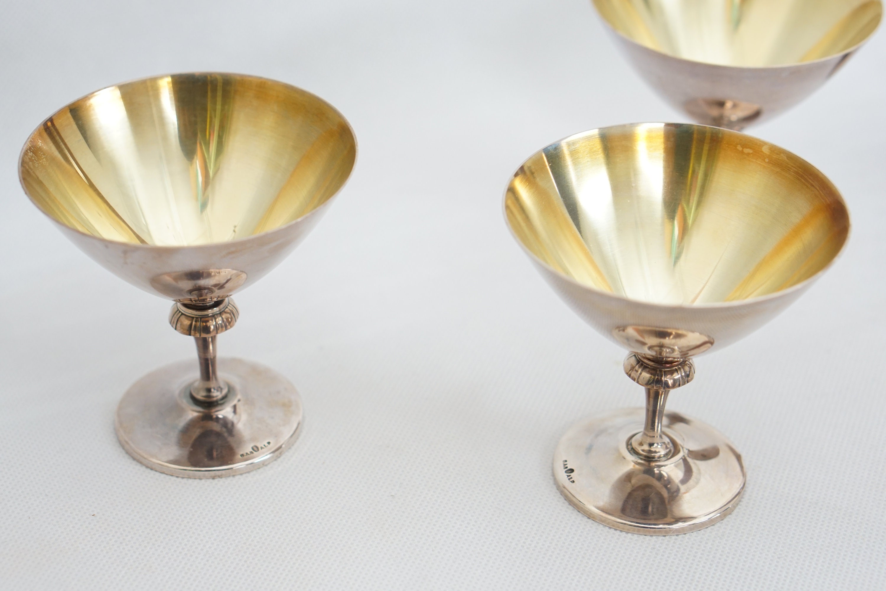 Antique Set of 7 NICKEL ALPACCA SILVER Plated Cups Calyx | Etsy