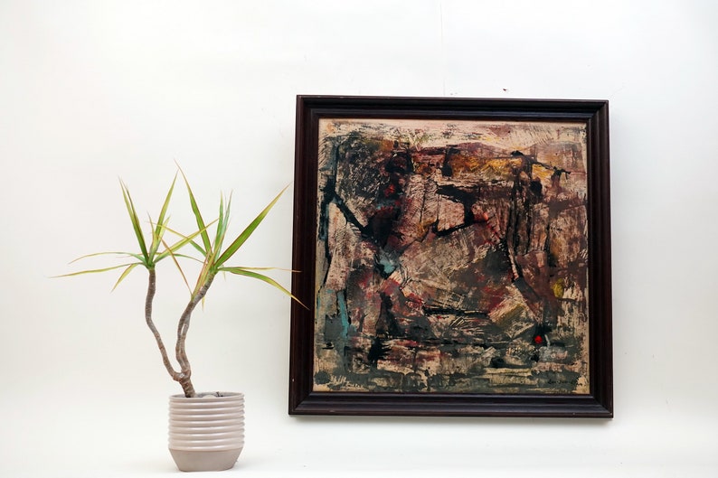 Signed Abstract Scandinavian Oil Painting on Board, 1964 - Etsy