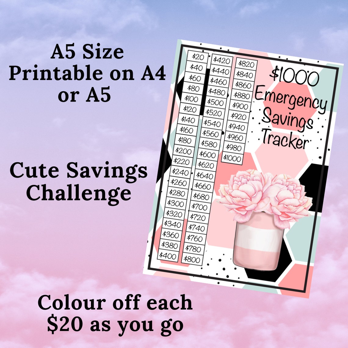A5 Emergency Savings Tracker Finance - Etsy