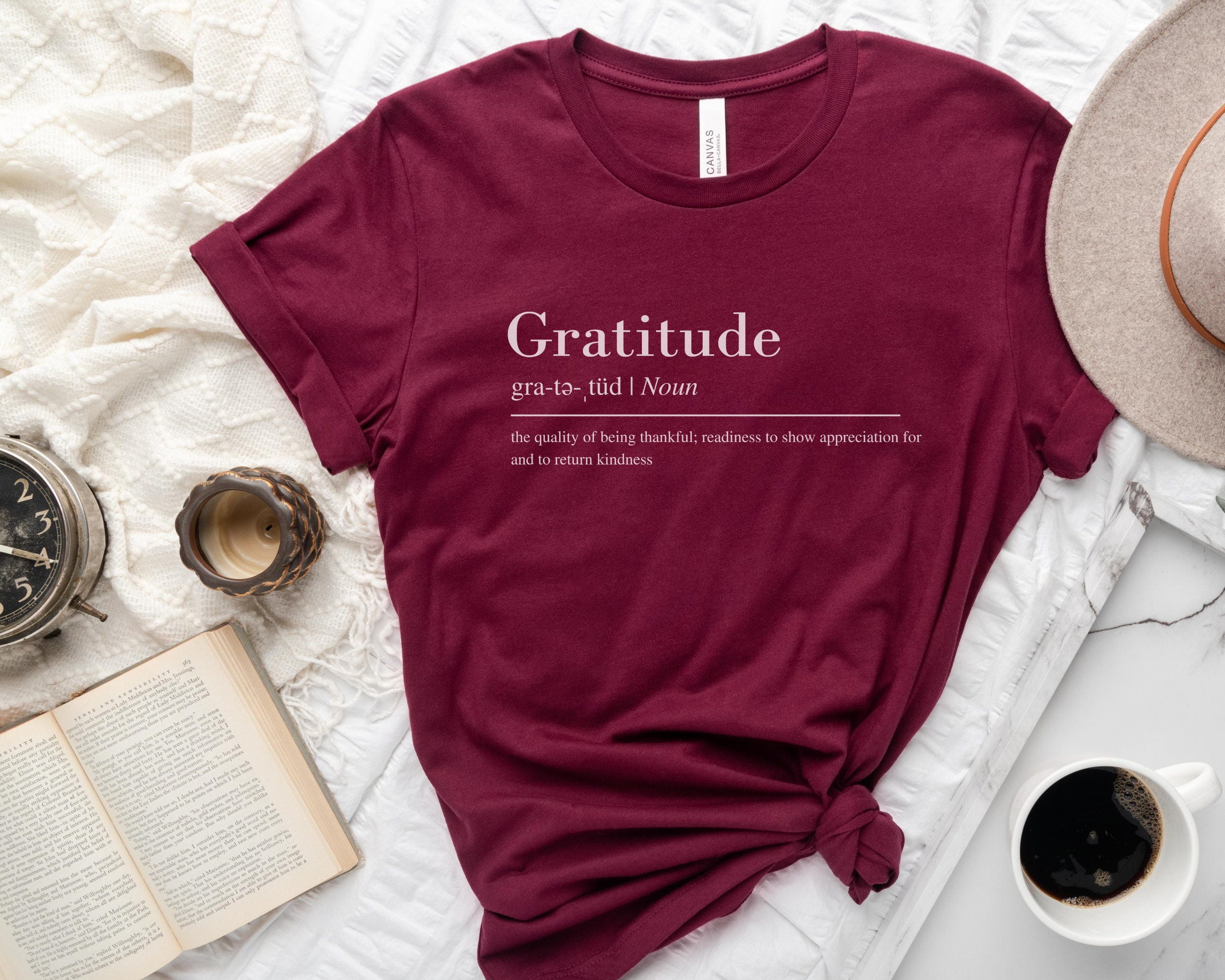 Gratitude T-shirt, Grateful Tee, Gratitude Definition Short Sleeve ...