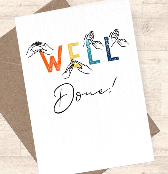 British Sign Language Well Done Card | Etsy UK