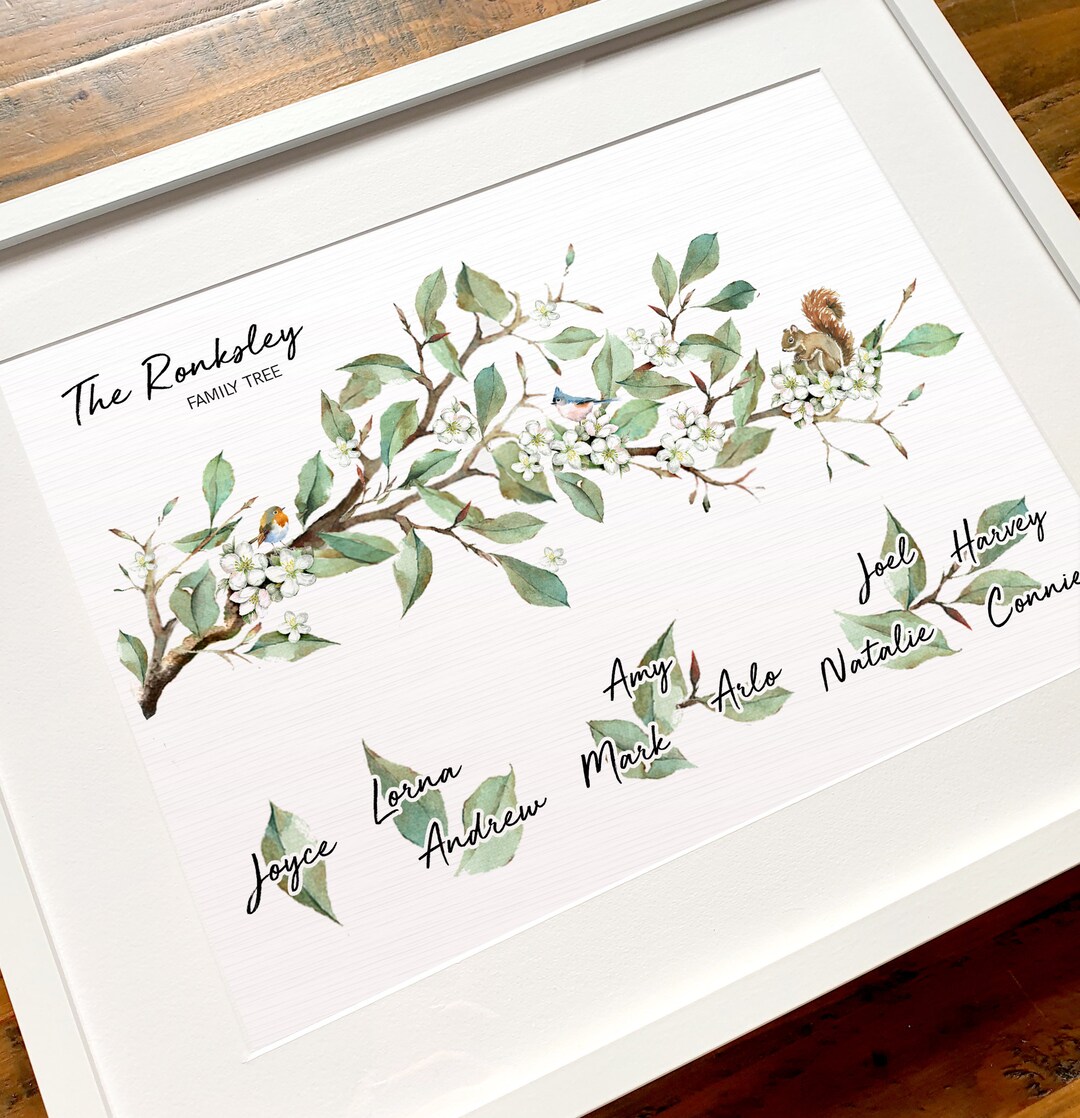 Family Tree Branch Print Handmade to Your Specification Grandparent ...