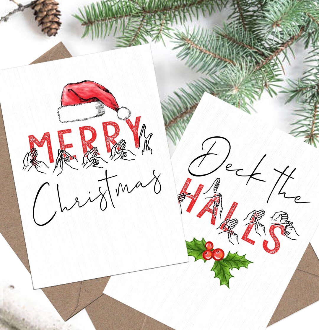 British Sign Language Merry Christmas Deck the Halls Cards. - Etsy