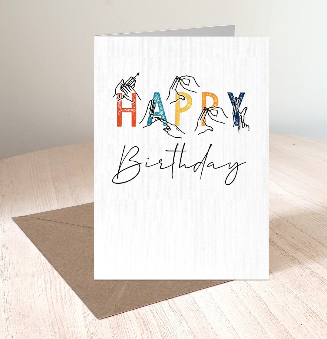 British Sign Language Happy Birthday Card - Etsy