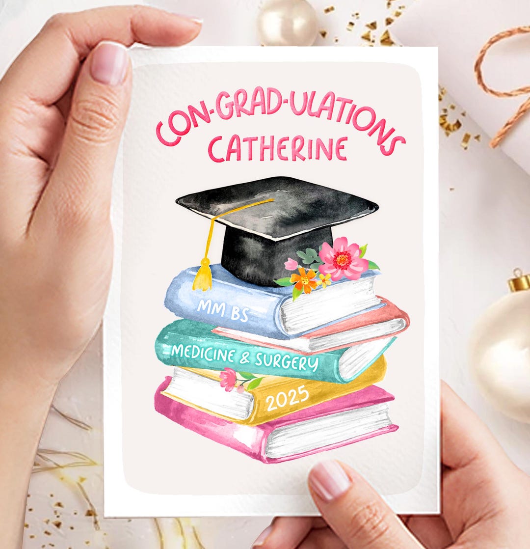 Personalised Congratulations Graduation Card With Cap and Any Name ...