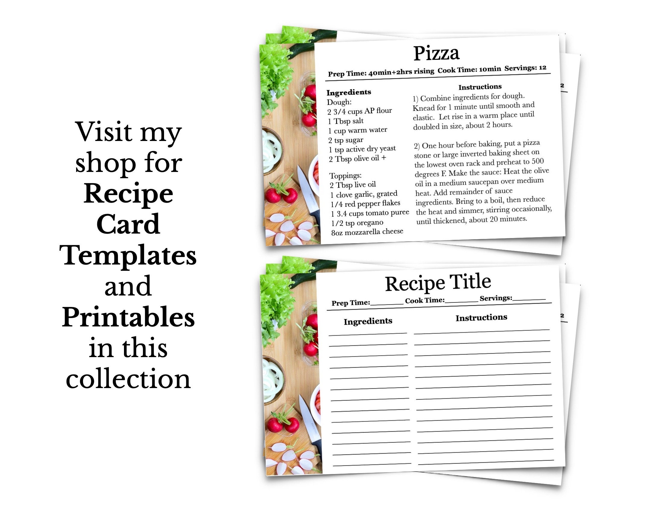 Printable Cookbook Template, Recipe Book, Cookbook, Recipe Binder Pages ...