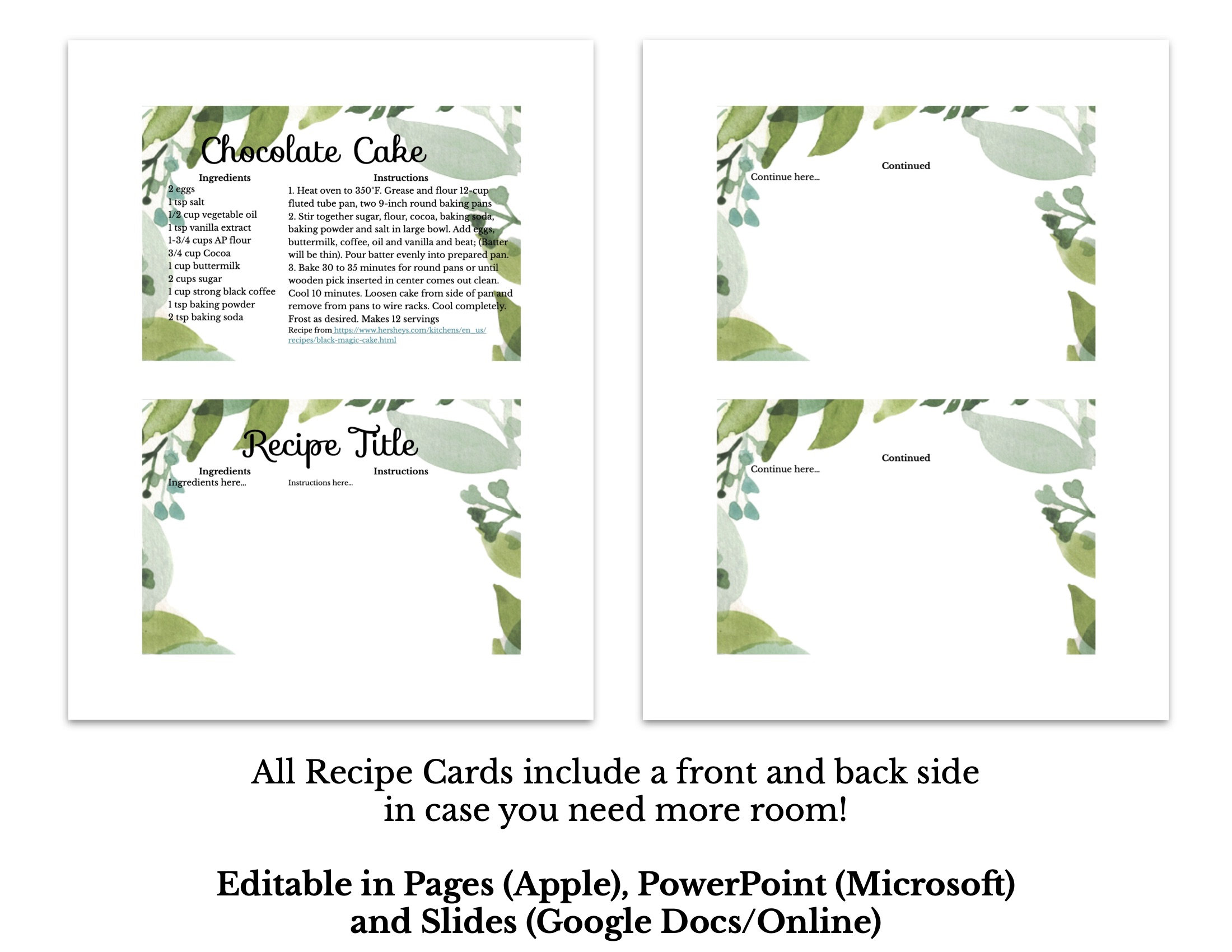 Recipe Card Template, Recipe Card Printable, Recipe Binder Apple Pages ...