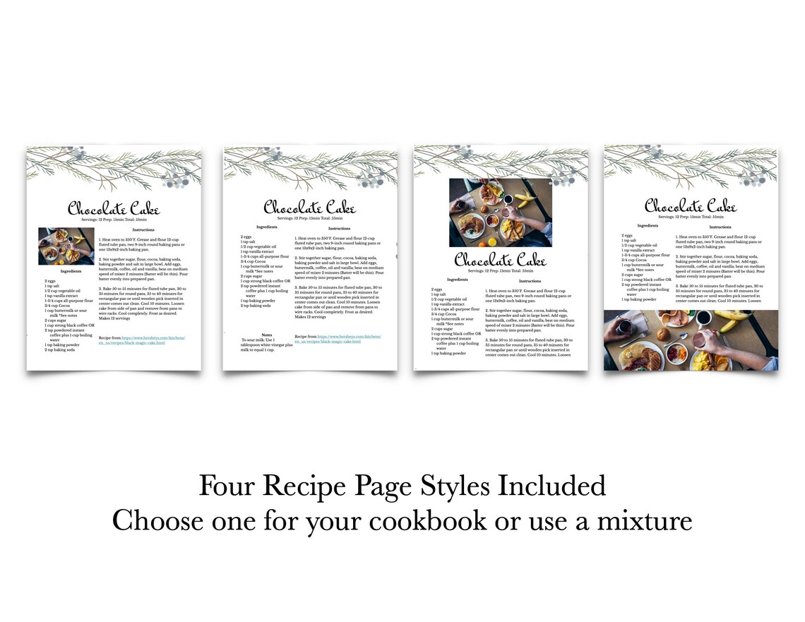 Winter Wreath Cookbook Template Recipe Book Template / Apple - Etsy