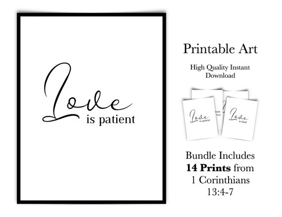 1 Corinthians 13 Printable Artwork Love is Patient Love Us | Etsy