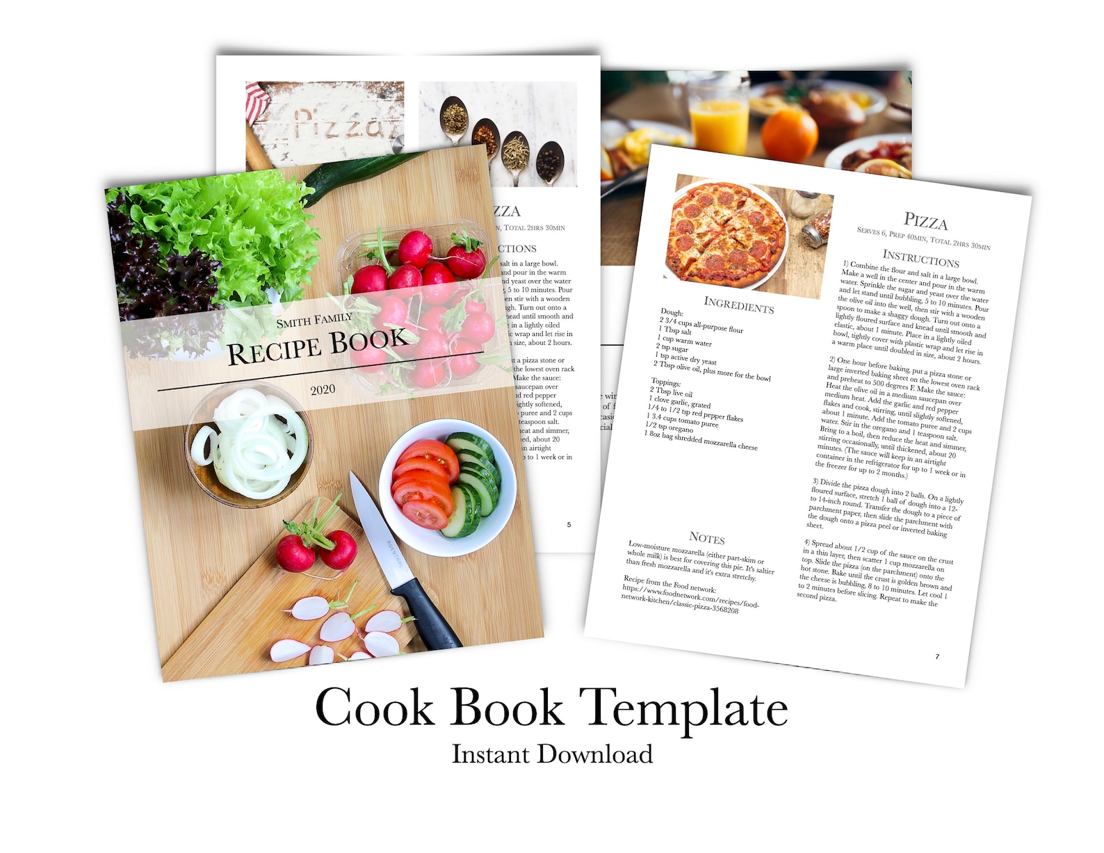 Printable Cookbook Template, Recipe Book, Cookbook, Recipe Binder Pages ...
