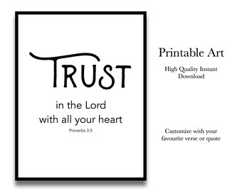 Trust in the Lord With All Your Heart Scripture Quote Proverbs 3:5 ...