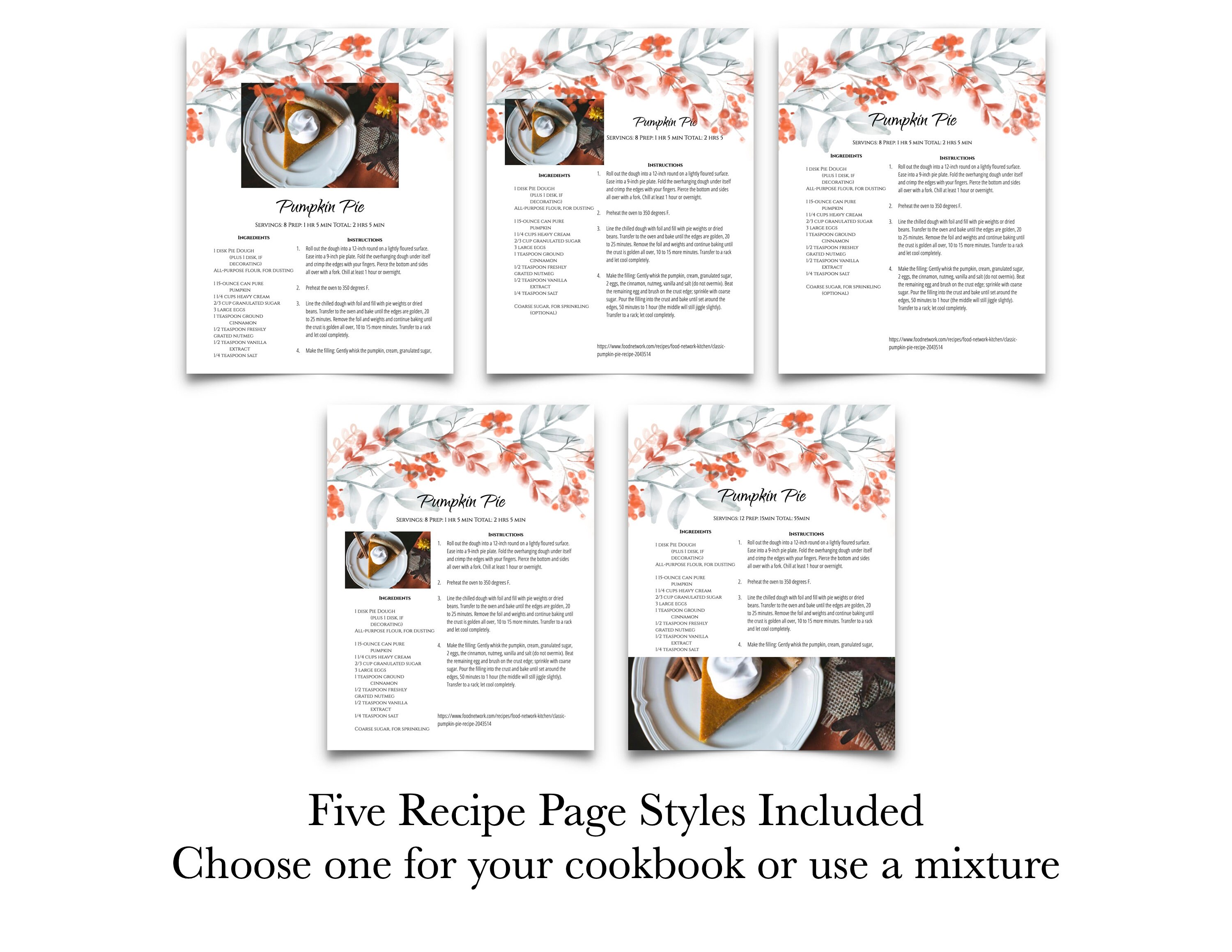 Fall Recipe Book Template, Cookbook Template / Autumn, Thanksgiving ...