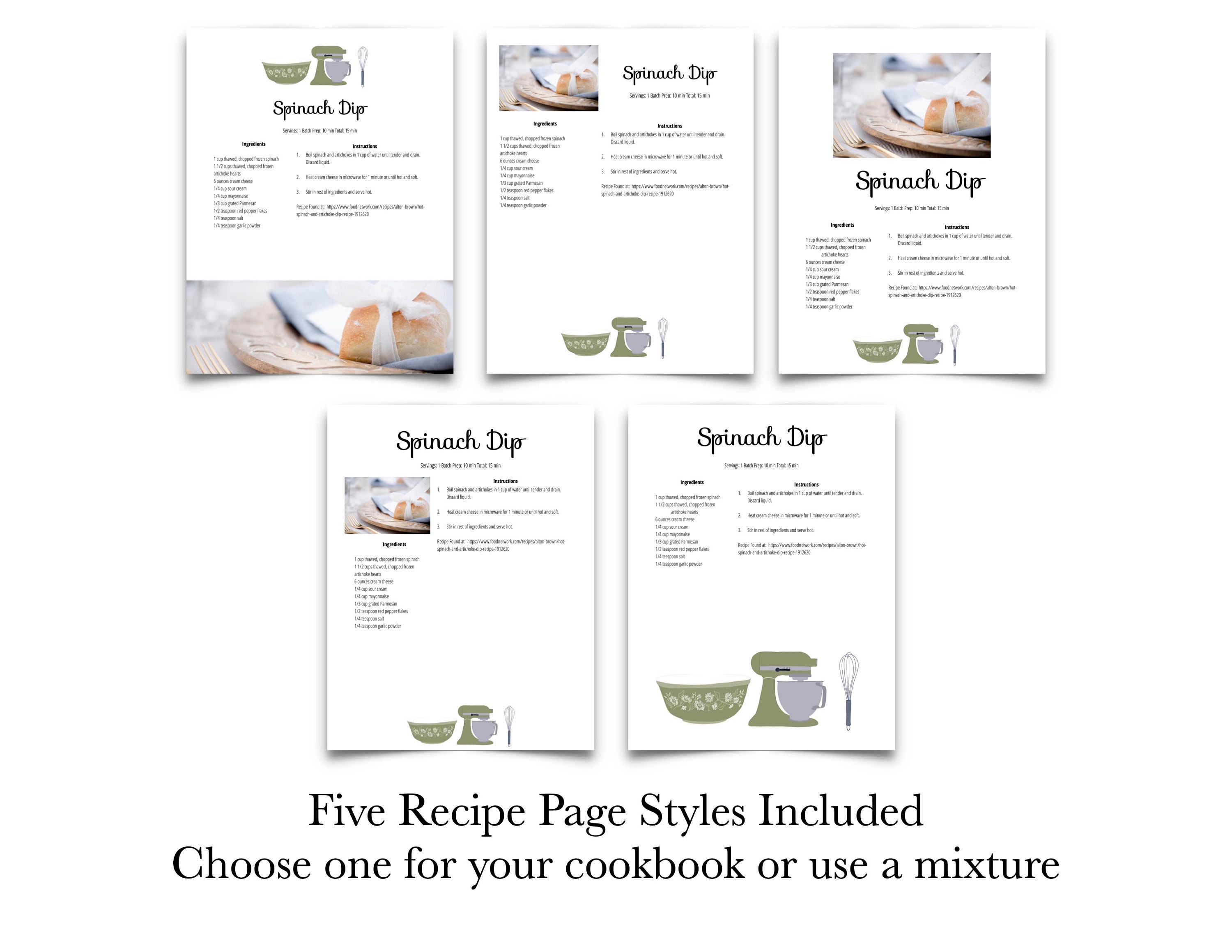 Green Kitchen Recipe Book Template Cookbook Template / - Etsy