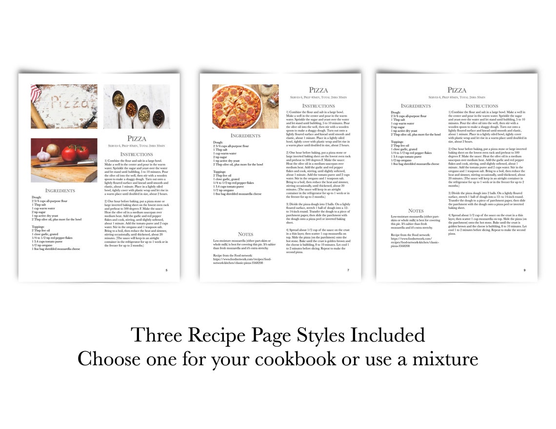 Printable Cookbook Template Recipe Book Cookbook Recipe | Etsy