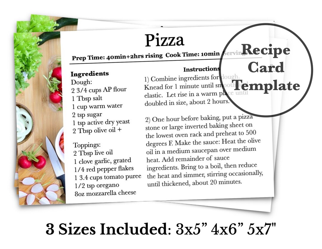 Recipe Card Template, Recipe Card Printable - Apple Pages, Google Docs ...