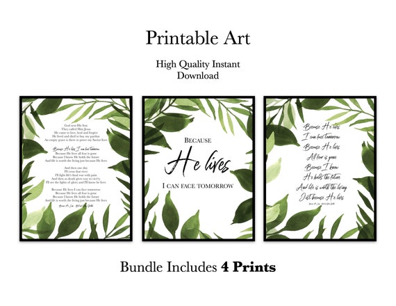 Because He Lives Printable Art Bundle Bill and Gloria Gaither | Etsy