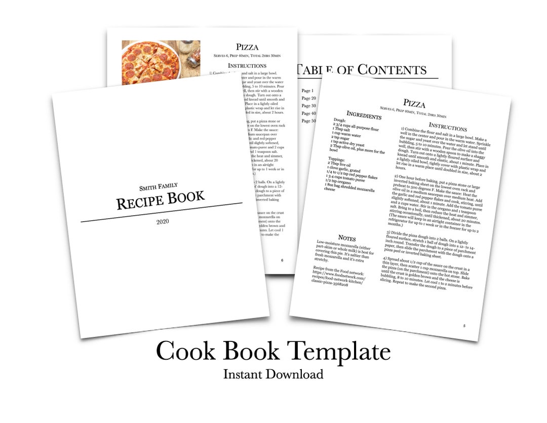 Minimalist Cook Book Template, Printable Cookbook, Recipe Binder ...