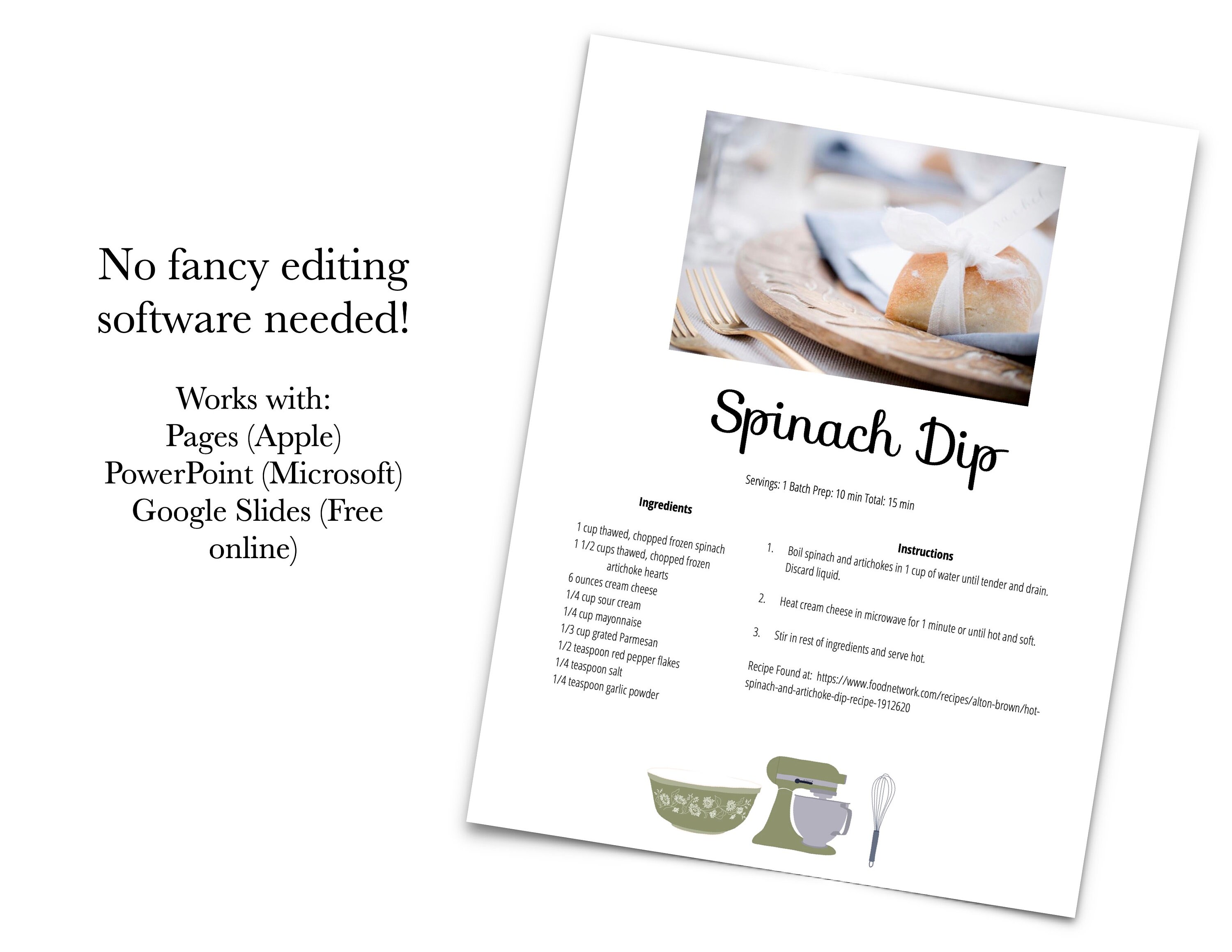 Green Kitchen Recipe Book Template Cookbook Template / - Etsy