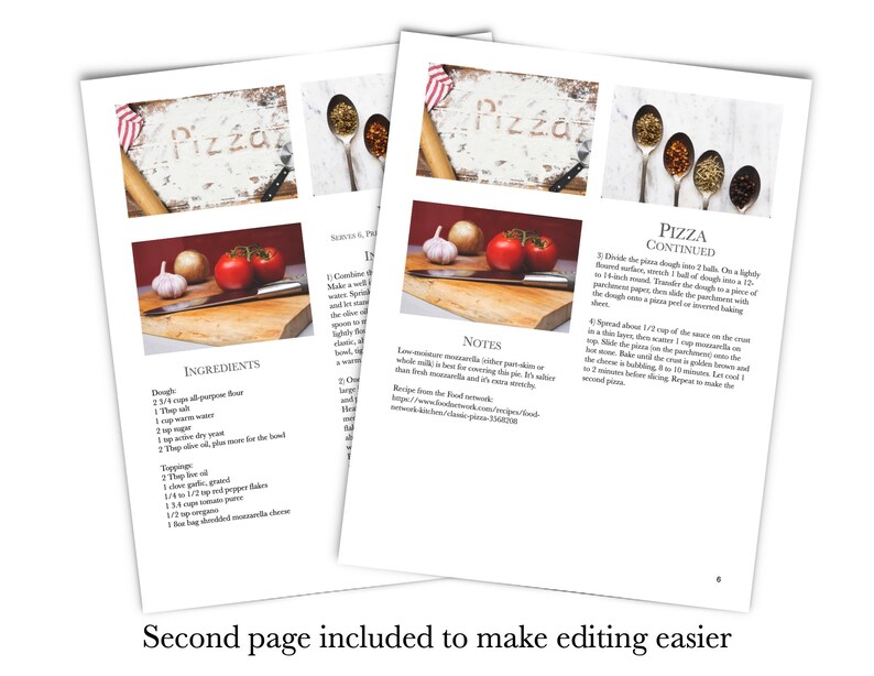 Printable Cookbook Template, Recipe Book, Cookbook, Recipe Binder Pages ...