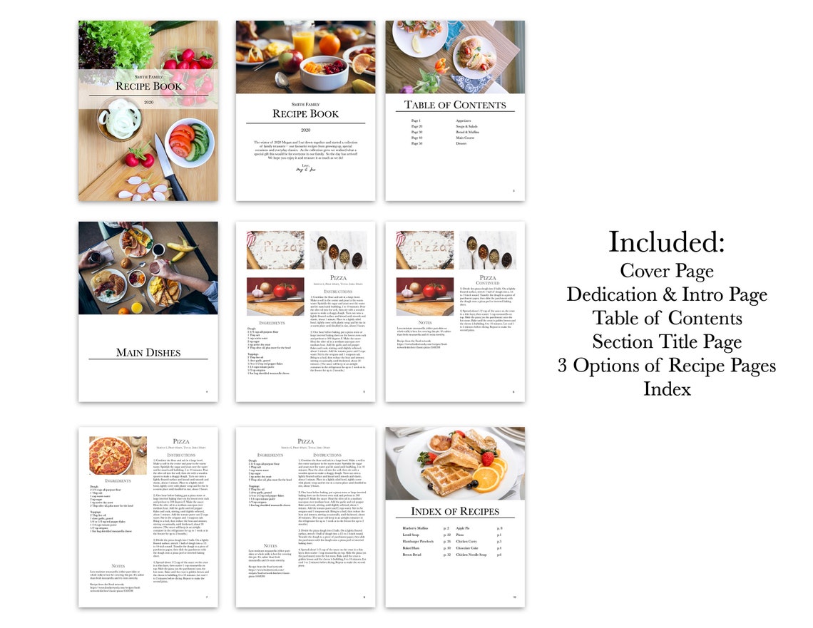 Printable Cookbook Template Recipe Book Cookbook Recipe | Etsy