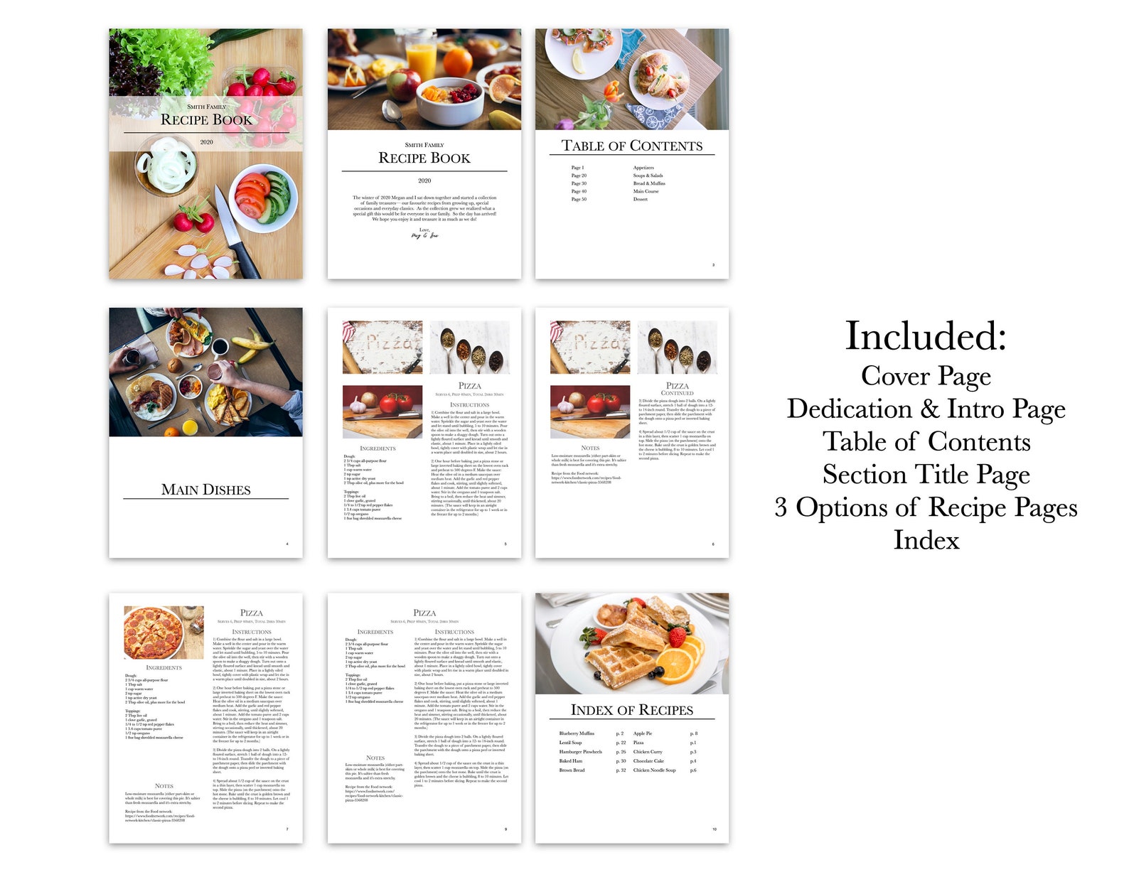 Printable Cookbook Template, Recipe Book, Cookbook, Recipe Binder Pages ...
