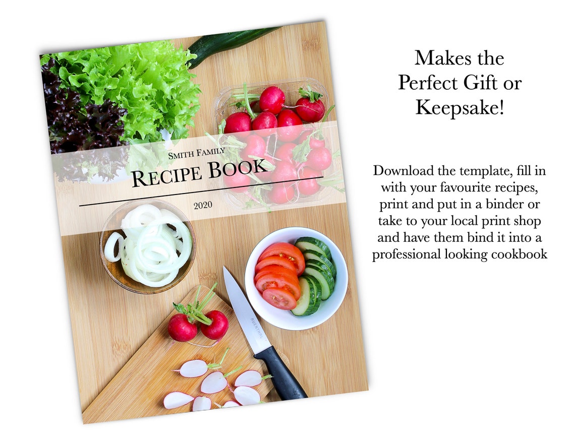 Printable Cookbook Template Recipe Book Cookbook Recipe | Etsy