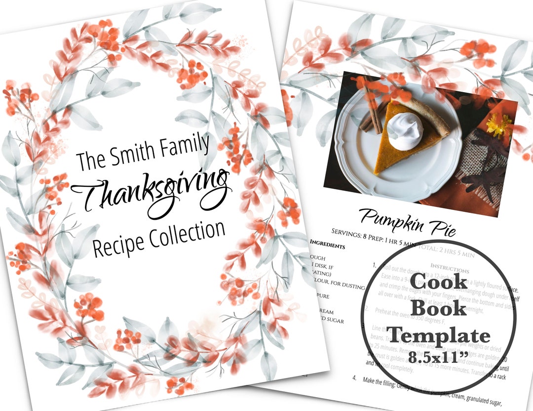 Fall Recipe Book Template, Cookbook Template / Autumn, Thanksgiving ...