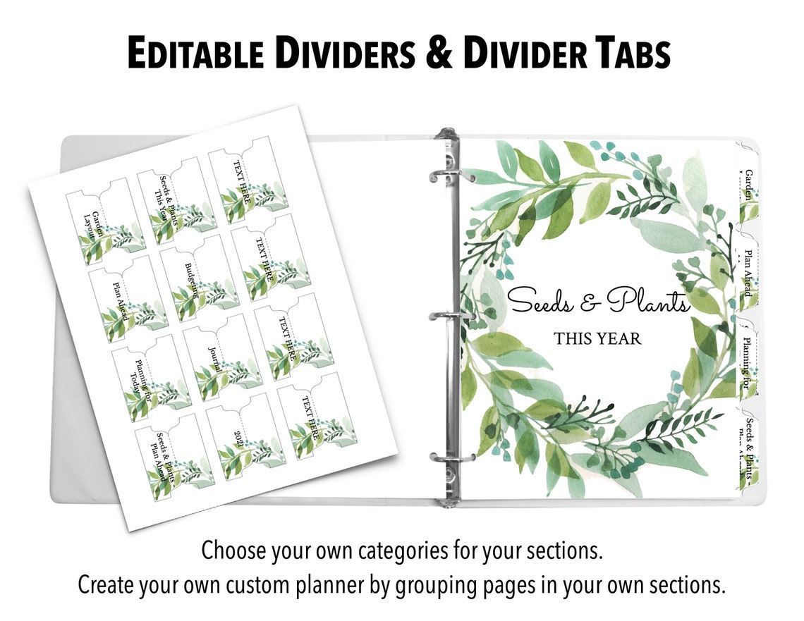 Printable Garden Planner Binder & Template / Fully Editable - Etsy
