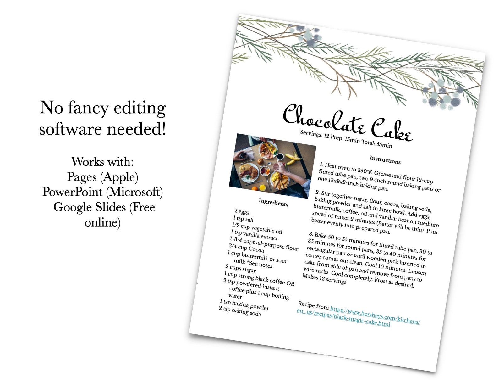 Winter Wreath Cookbook Template Recipe Book Template / Apple - Etsy