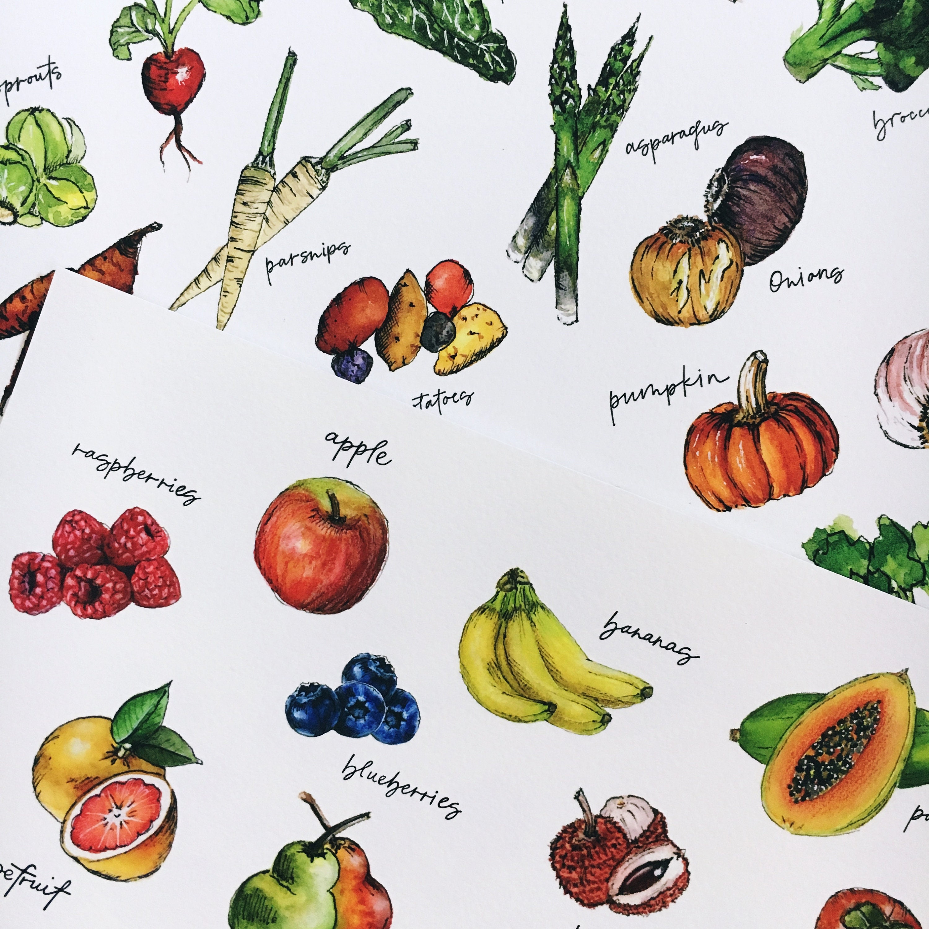 Fruit and Veggies Print Bundle PRE ORDER | Etsy