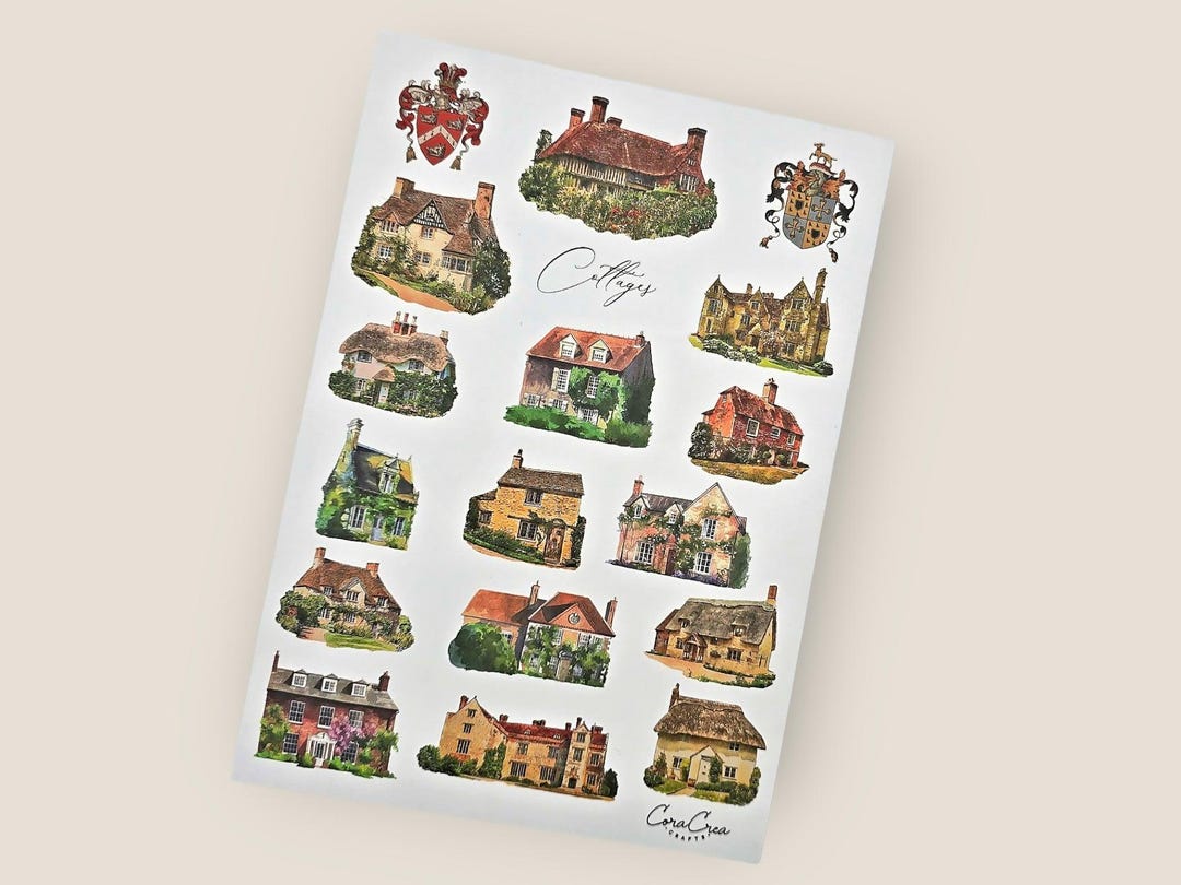 Cottages Sticker Sheet Journal Peel-off Die-cut Stickers for Creative ...
