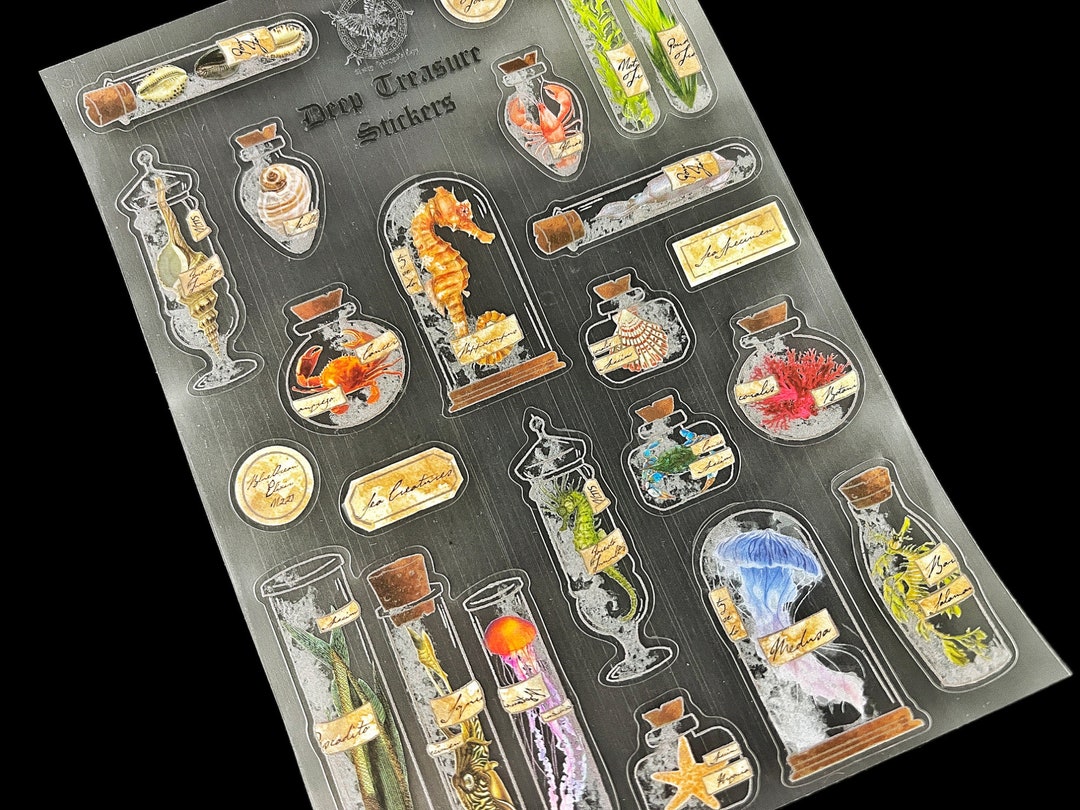 Marine Life Sticker Sheet Specimen Bottles Scrapbooking - Etsy