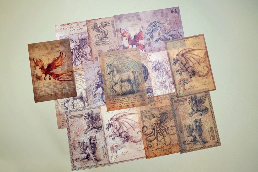 Bestiary Paper & Sticker Set for Crafting, Journaling, and Scrapbooking ...
