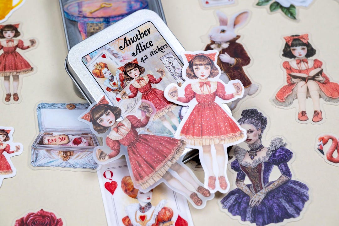 PRE-ORDER Another Alice Sticker Tin Box Featuring Wonderland Characters ...